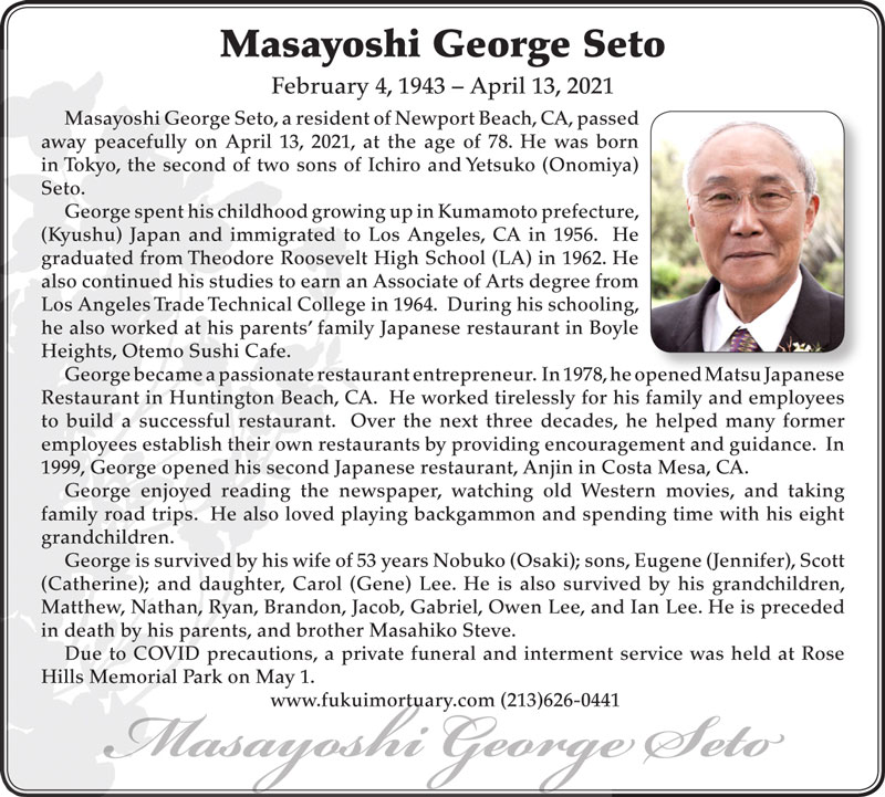 Masayoshi George Seto - Rafu Shimpo